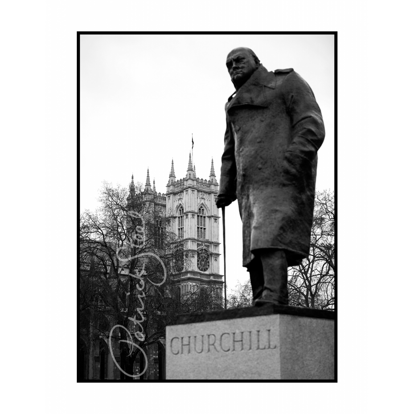 VIEW TO WESTMINSTER ABBEY PAST CHURCHILL | B&W LIMITED EDITION ...